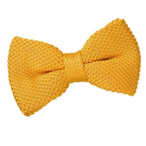 Mens Knitted Marigold Yellow Bow Tie