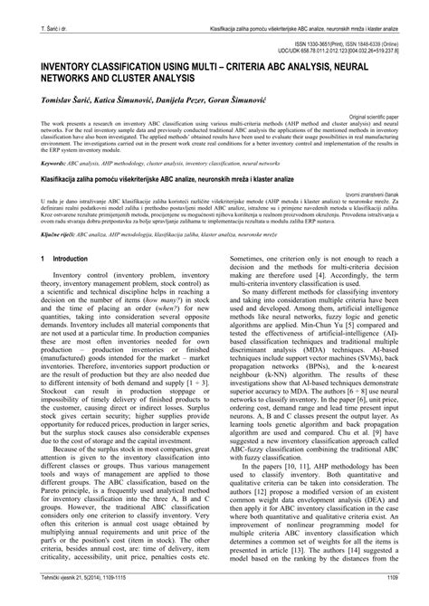 pdf inventory classification using multi criteria abc analysis