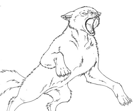 Attacking Wolf Lineart By Matto Sakujo On Deviantart