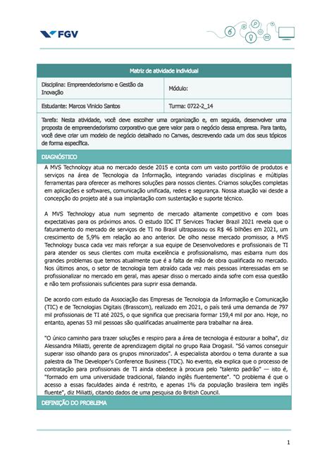 AI Empreendedorismo Gestao Inovacao Matriz De Atividade Individual