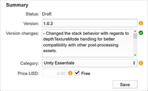 Unity Manual Asset Store Publishing Guide