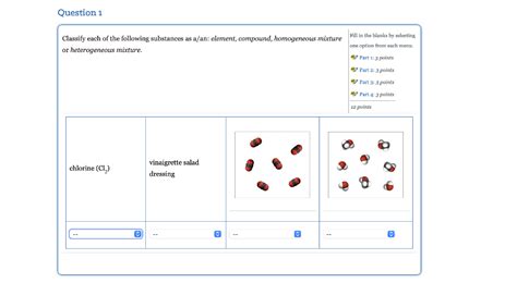solved question 1 classify each of the following substances