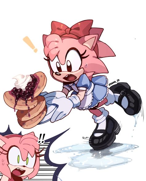 Safebooru 2girls Amy Rose Animal Ears Apron Artist Name Black