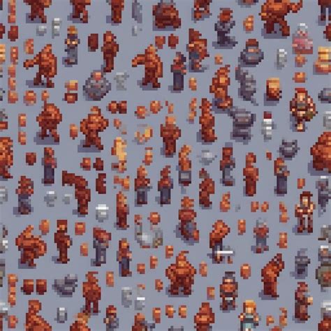 Pixel Art Ensemble Of Vibrant Characters In A Classic Pixel Art Style