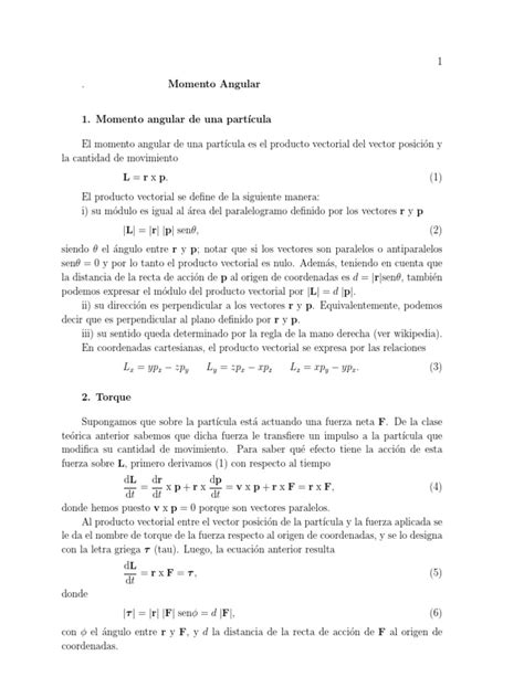 Momento Angular Pdf Vector Euclidiano Fuerza