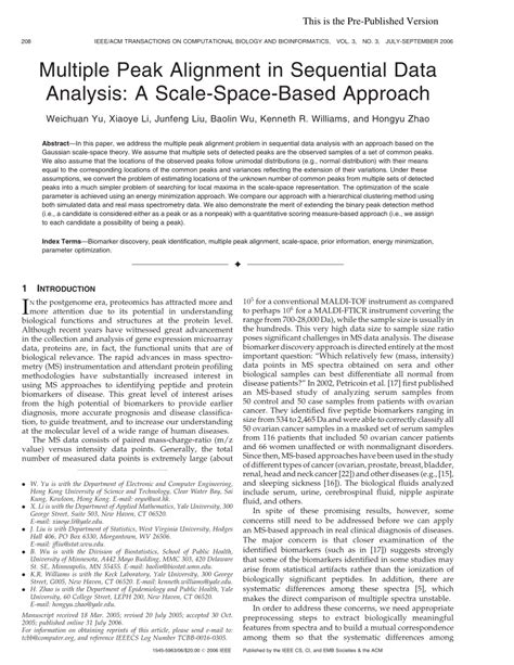 Pdf Multiple Peak Alignment In Sequential Data Analysis A Scale