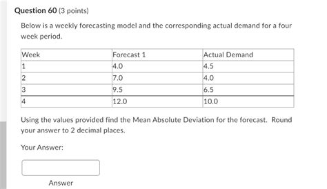 Solved Below Is A Weekly Forecasting Model And The Chegg