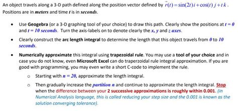 Solved An Object Travels Along A D Path Defined Along The Chegg