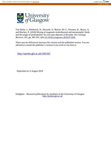 Pdf Mixing Of Magmatic Hydrothermal And Metamorphic Fluids