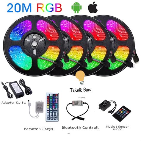 Jual Lampu Led Strip Rgb Smd M Adaptor Controller Music Bluetooth Hias Plafon Indoor
