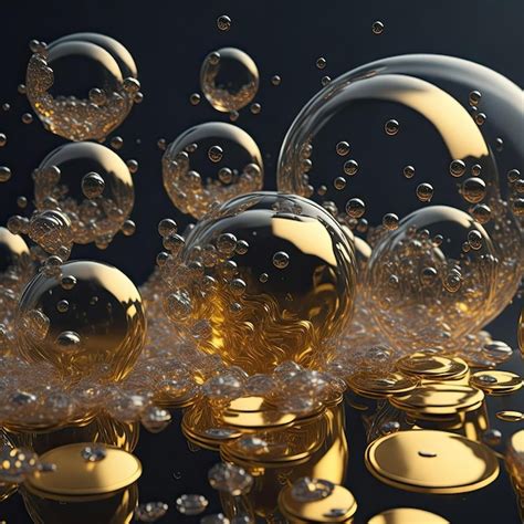 Premium Ai Image Background With Gold Bubbles Texture Banner