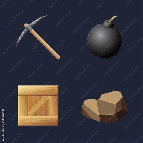 Game UI Assets Set Gaming User Interface Icons Collection Vector Illustration Stock Vector