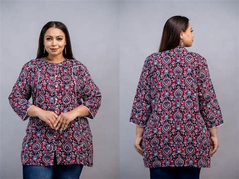 Plus Size Rayon Printed Premium Short Kurti Tunics For Women 3xl To