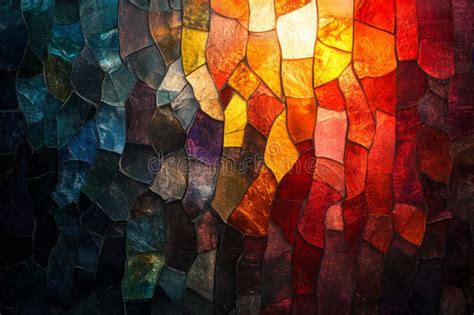 Backlit Stained Glass Window Creating A Colorful Mosaic With Warm Light