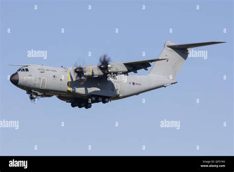 A Royal Air Force Airbus A400m Military Cargo Aircraft Landing In Graz