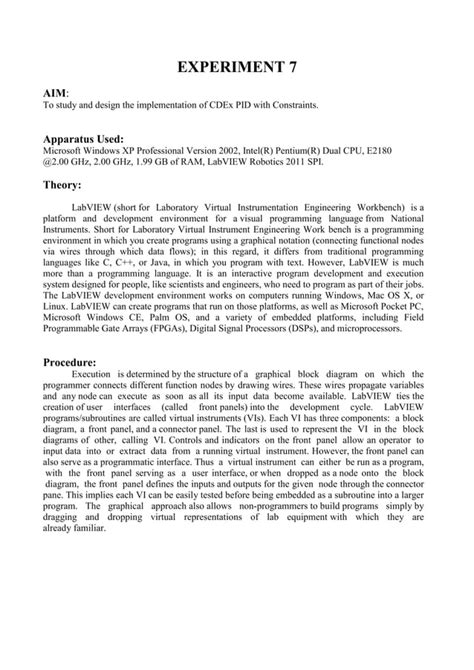 Design The Implementation Of Cdex Pid With Constraints Pdf
