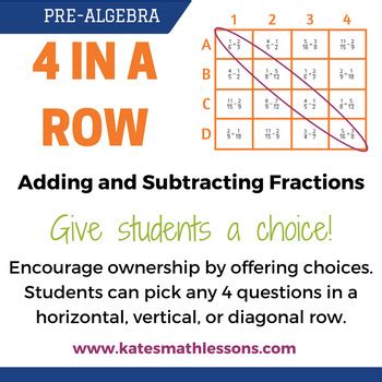 Adding And Subtracting Fractions Fun Activity By Kate S Math Lessons