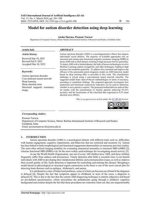 Model For Autism Disorder Detection Using Deep Learning Pdf Brain And Nervous System
