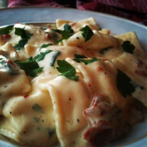 Butter Chocolate Cheese Ravioli With Sun Dried Tomato Cream Sauce