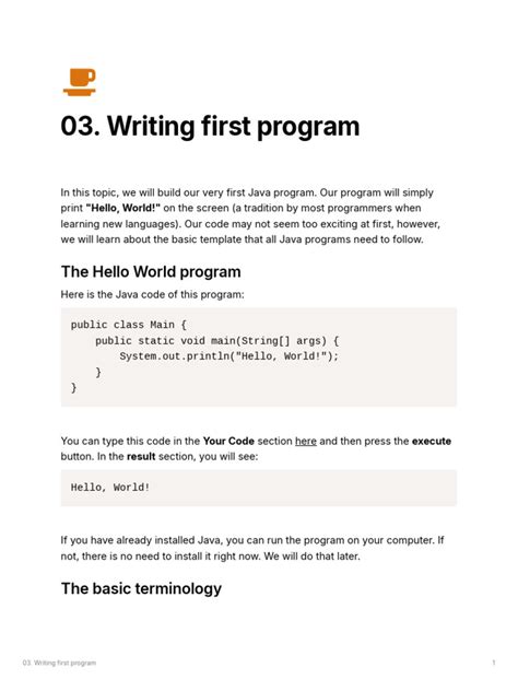 03 Writing First Program Pdf Computer Program Programming