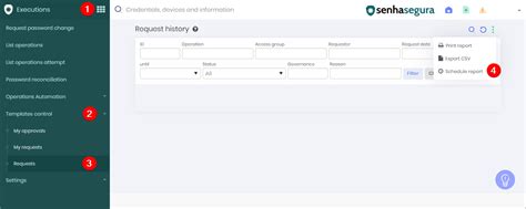 how to create a schedule report for templates control of request pam