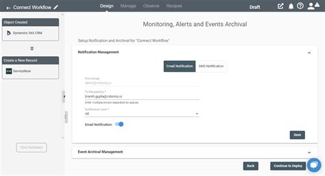 Event Notification Archival Connect Ipaas