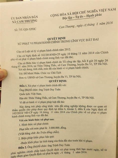 Hướng Dẫn Ghi Mẫu Quyết định Xử Phạt Vi Phạm Hành Chính