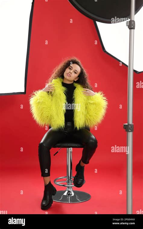 Beautiful African American Model Posing In Studio Professional Photo