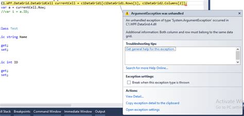 Datagridcell Constructor System Argumentexception Wpf Edition