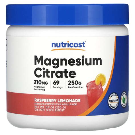 Nutricost Magnesium Citrate Raspberry Lemonade 8 9 Oz 250 G
