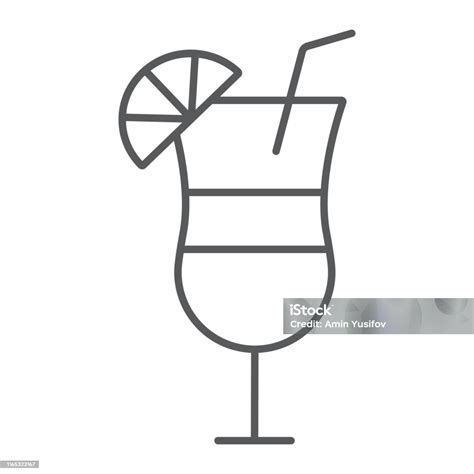 열대 음료 얇은 라인 아이콘 음료와 여름 칵테일 기호 벡터 그래픽 흰색 배경에 선형 패턴 0명에 대한 스톡 벡터 아트 및 기타