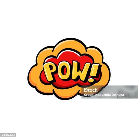 말풍선 Pow 감정이 담긴 코믹한 말풍선 손 그리기 만화 라인 스타일의 컬러 벡터 그림입니다 Onomatopoeia에 대한 스톡