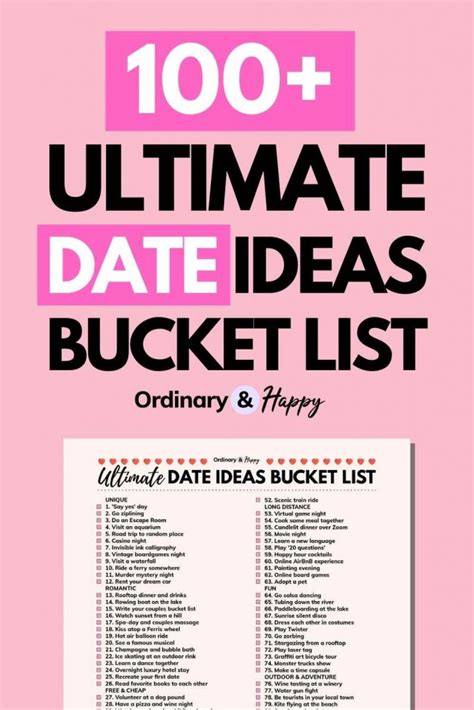 The Ultimate Date Ideas Bucket List Over 100 Ideas For The Perfect