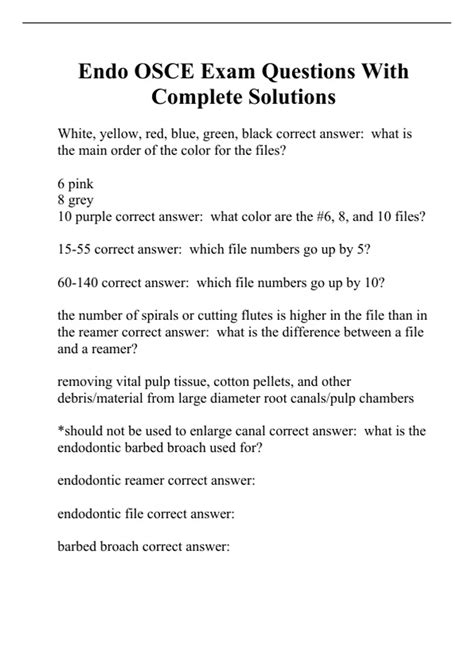 Endo OSCE Exam Questions With Complete Solutions ADEX DSE OSCE Stuvia US
