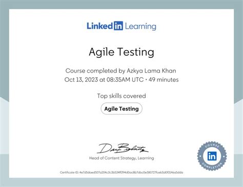 Azkya Lama Khan On Linkedin Certificate Of Completion