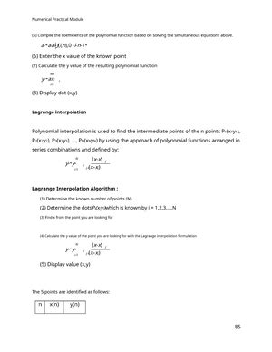 Numerical Practicum Module Notes PRACTICUM INTERPOLATION A LEARNING OBJECTIVES
