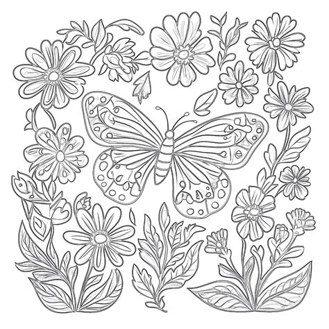 Butterfly On Flower Coloring Pages Coloring Pages Mimi Panda