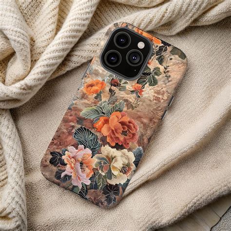 Vintage Floral Phone Case Woven Fabric Look Art Nouveau Etsy