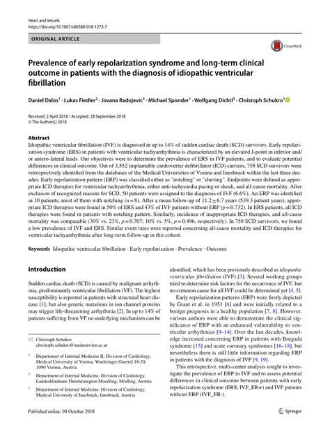 Pdf Prevalence Of Early Repolarization Syndrome And Long Term