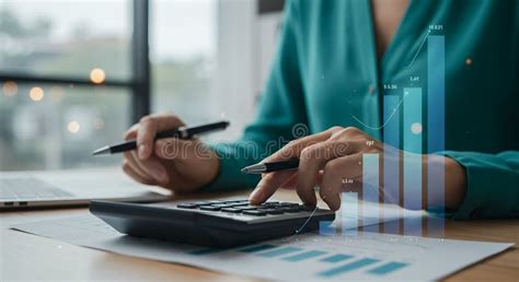 Woman Calculating Business Growth Financial Analysis Accounting Data