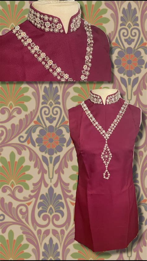 1960s Beaded Mandarin Collar Cocktail Dress Gem
