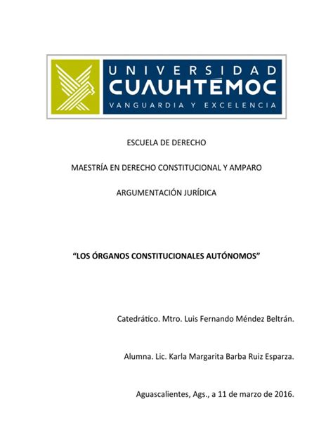 Órganos Constitucionales Autónomos Pdf Separación De Poderes México