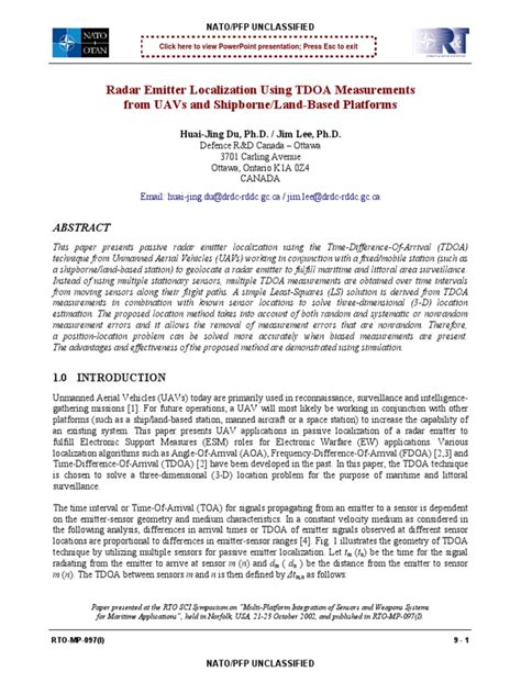 Tdoa Pdf Estimation Theory Least Squares