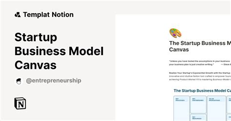 Templat Startup Business Model Canvas Notion Marketplace