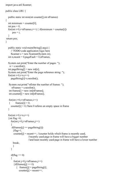Lru Practical Assignments For Spos Import Javautil Public Class