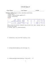 S17 CS636 Quiz4 Pdf CS 636 Quiz 4 First Name Last Name UCID Problem 1 20 Pts Suppose We
