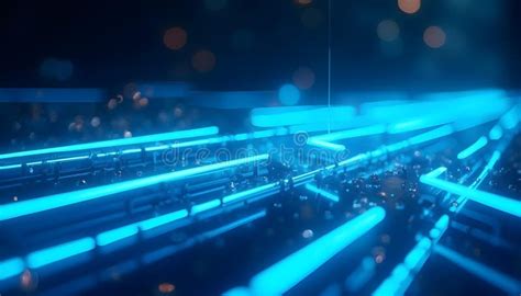 3d Render Abstract Technology Background With Glowing Lines Stock Illustration Illustration