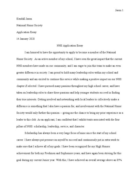 Nhs Application Essay 1 Leadership Behavior Modification