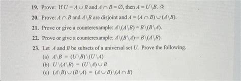 Solved Prove If U AU B And An B Then A U B Chegg Com