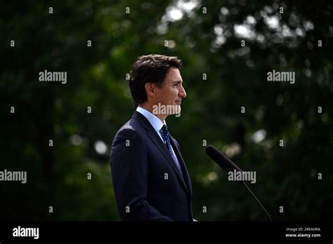 Ottawa Can 26th July 2023 Prime Minister Justin Trudeau Speaks At A